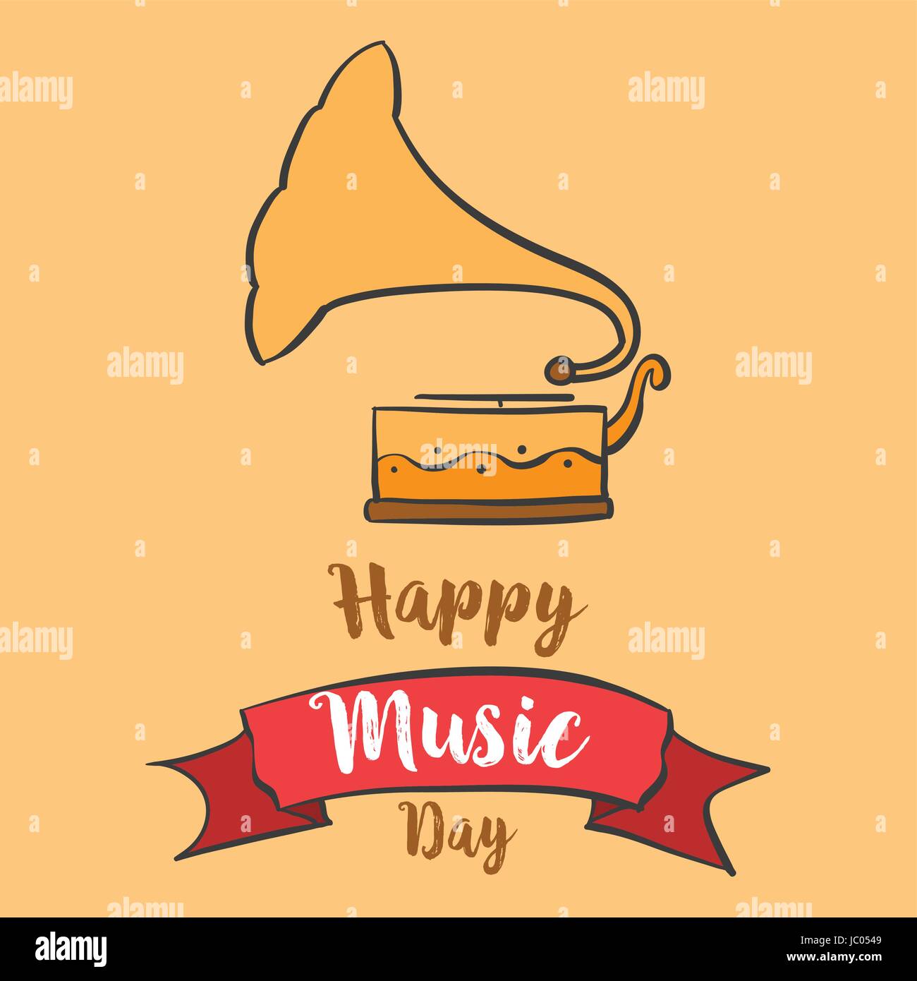 Happy music day greeting card vector art collection Stock Vector Image ...