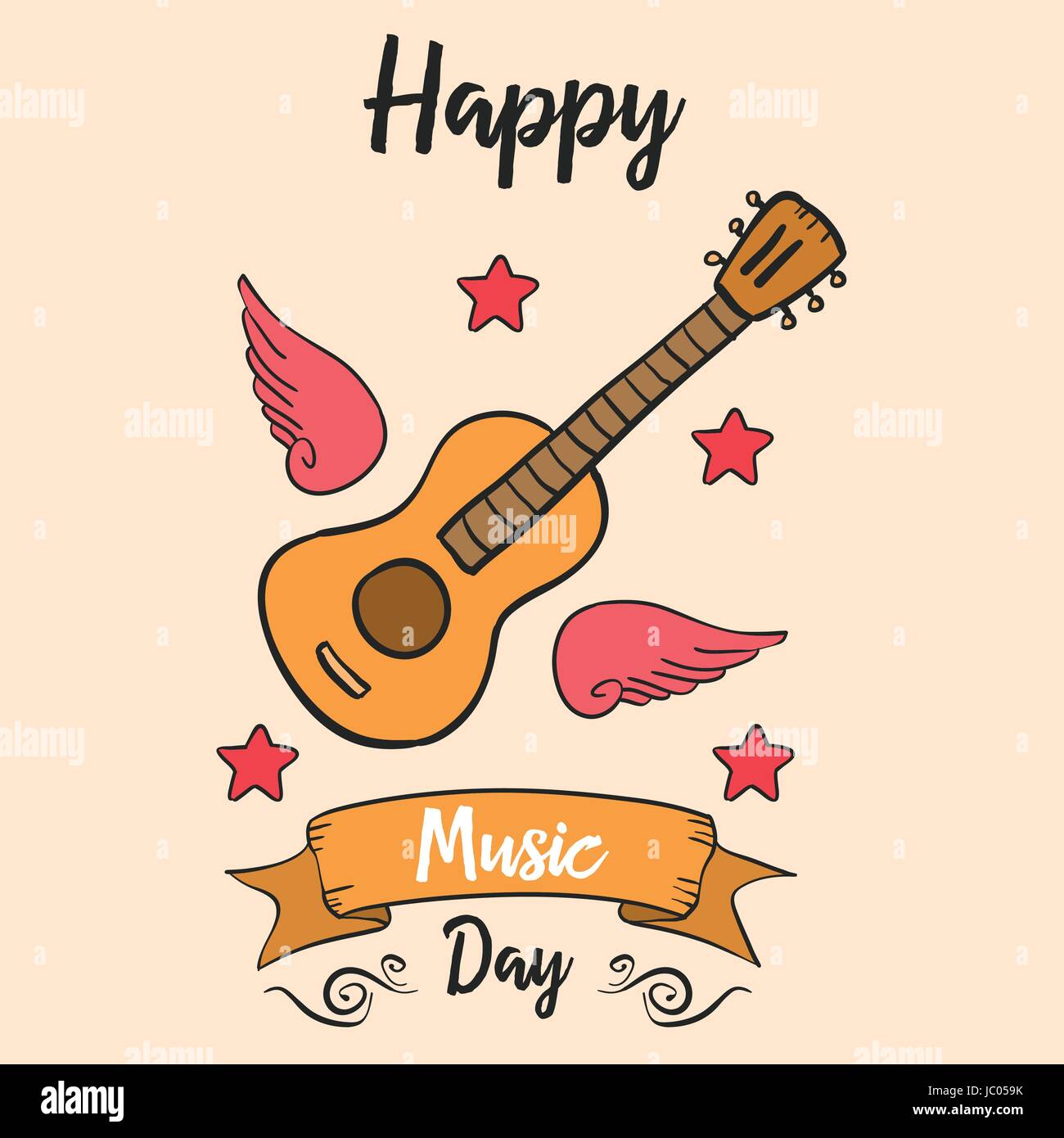 Happy music day card style vector art collection Stock Vector Image ...