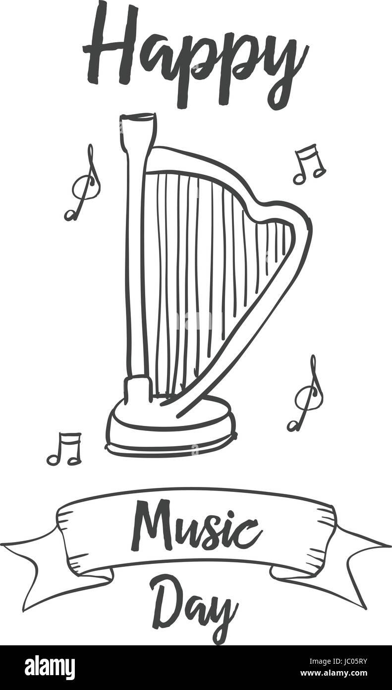 Hand draw music day card hi-res stock photography and images - Alamy