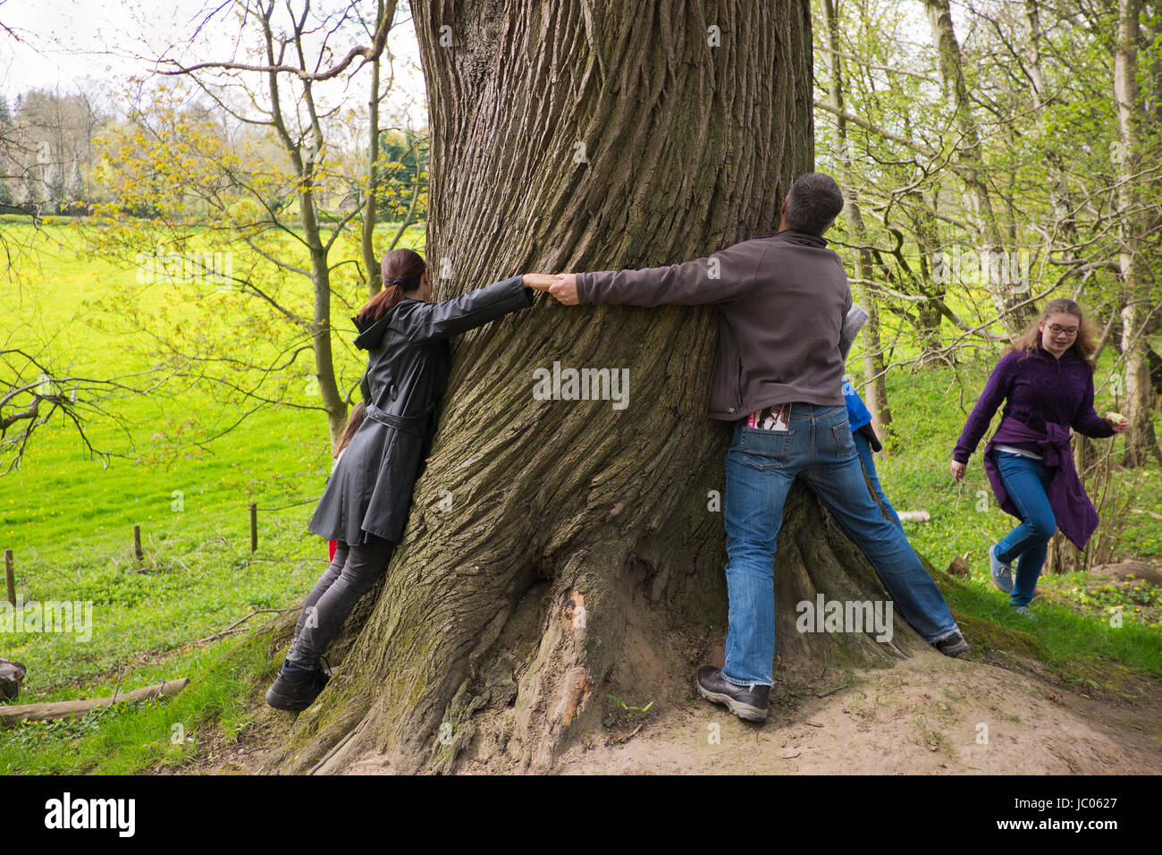 Child hugging a tree hi-res stock photography and images - Alamy