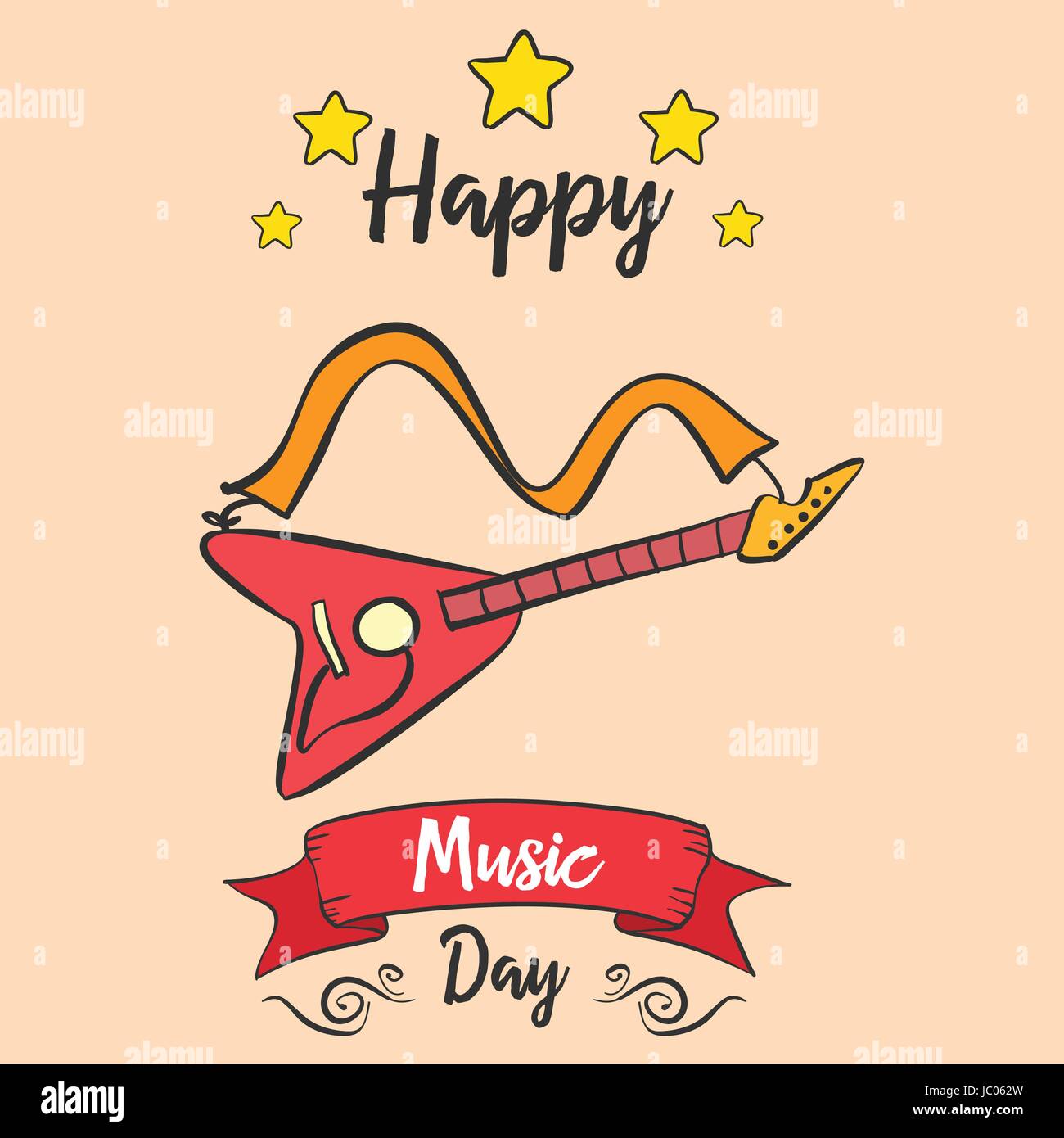 Happy music day card with guitar Stock Vector Image & Art - Alamy
