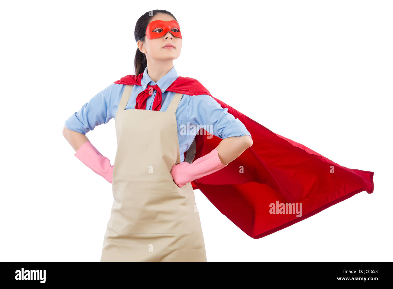 confidence superhero housewife looking away for the future vision of ...