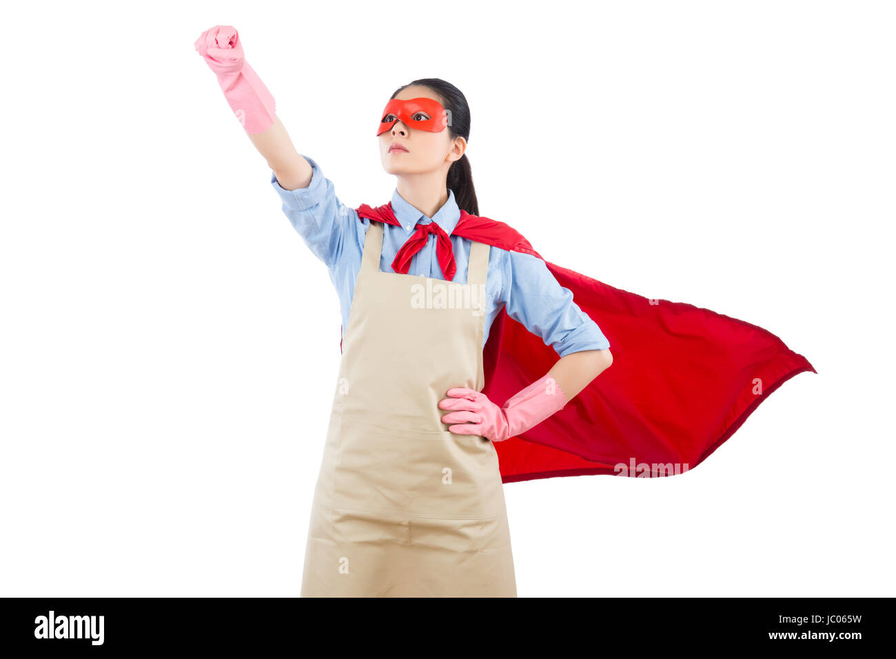 cool housewife super cleaner worker ready to fly take off for cleaning ...