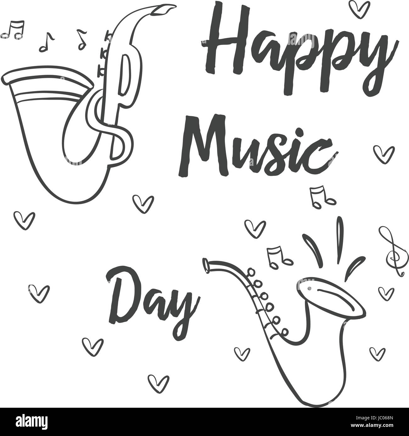 Hand draw music day card hi-res stock photography and images - Alamy