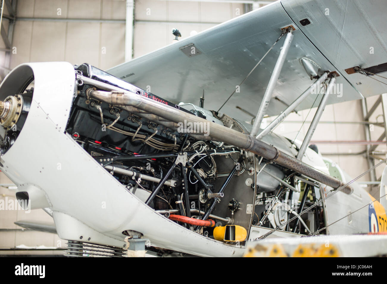 A vintage Hawker Nimrod biplane being maintained in flying condition at ...