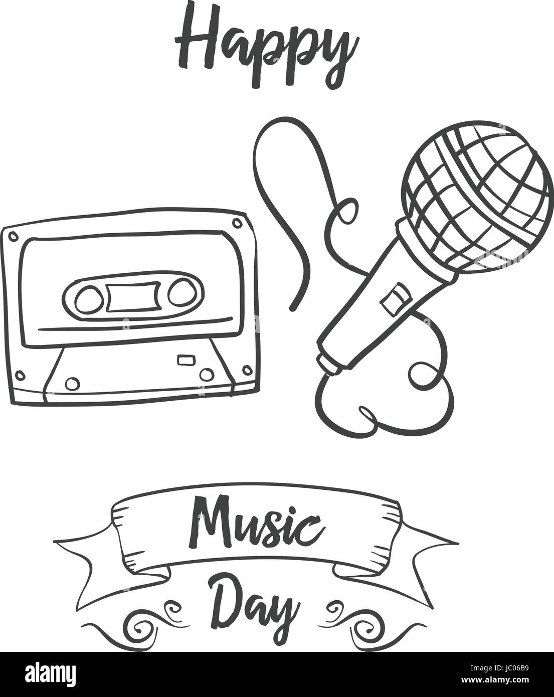 Hand draw music day card hi-res stock photography and images - Alamy