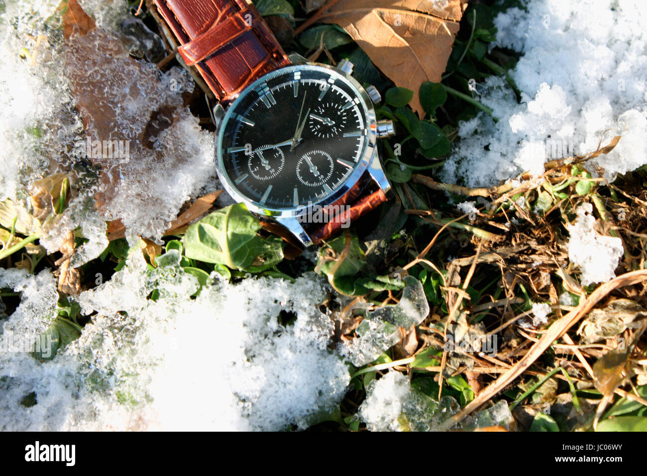 Luxury Wristwatch in Snow Stock Photo - Alamy