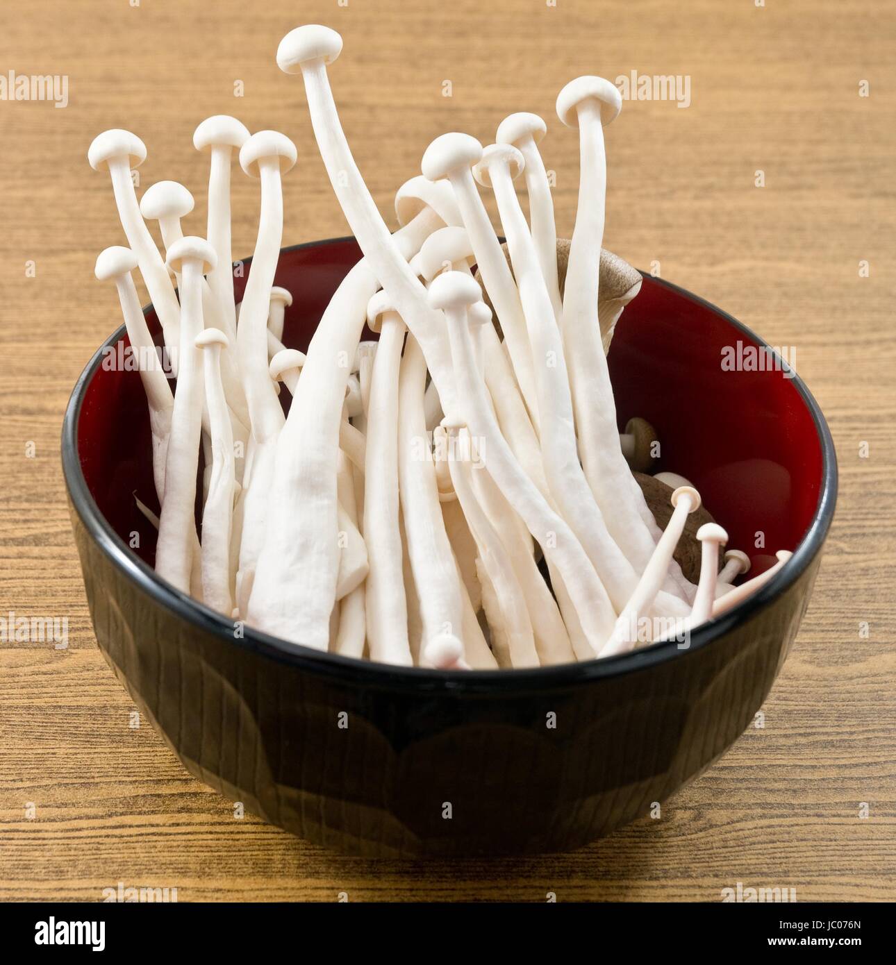 Vegetable, Raw White Shimeji Mushroom or Bunapi Mushroom in A Black ...