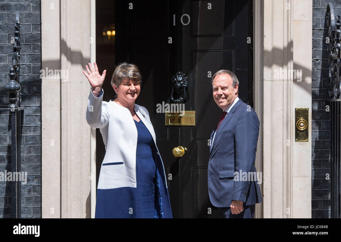 DUP leader Arlene Foster and DUP deputy leader Nigel Dodds arriving at ...