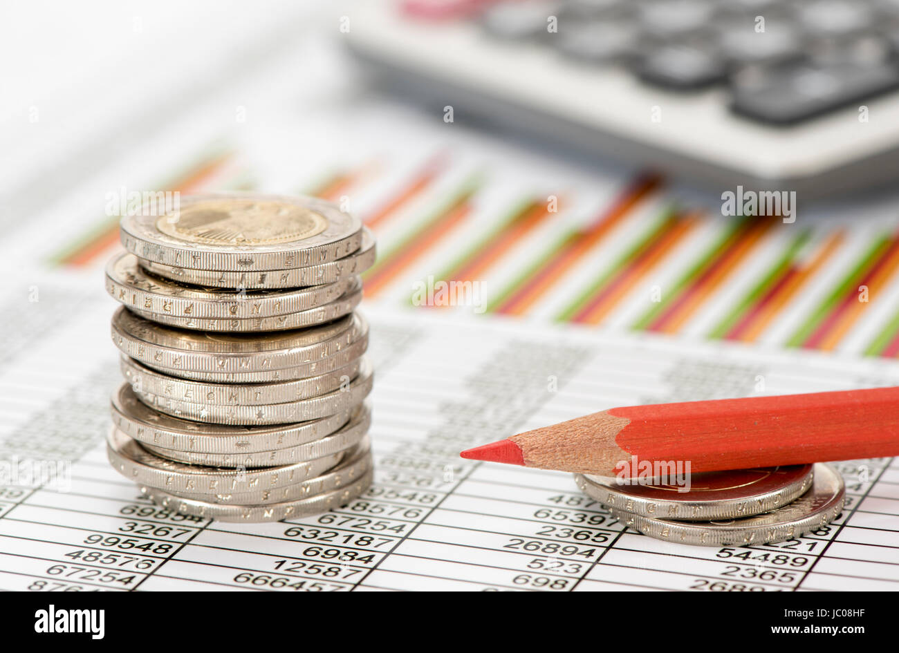 Coins stack spreadsheet hi-res stock photography and images - Alamy