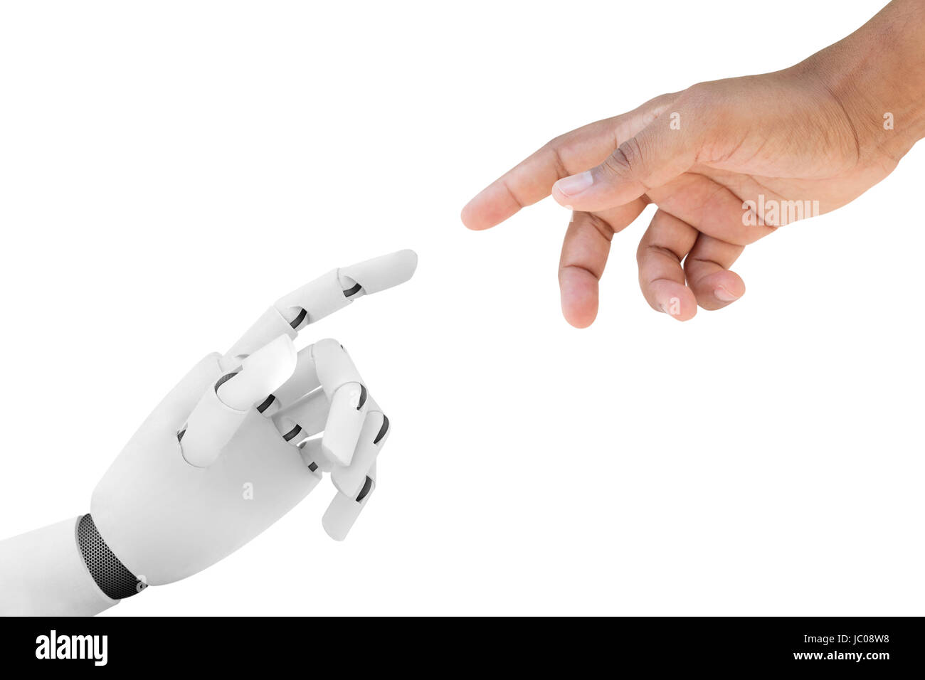 Robot reaching for human's hand - Artificial Intelligence Stock Photo ...
