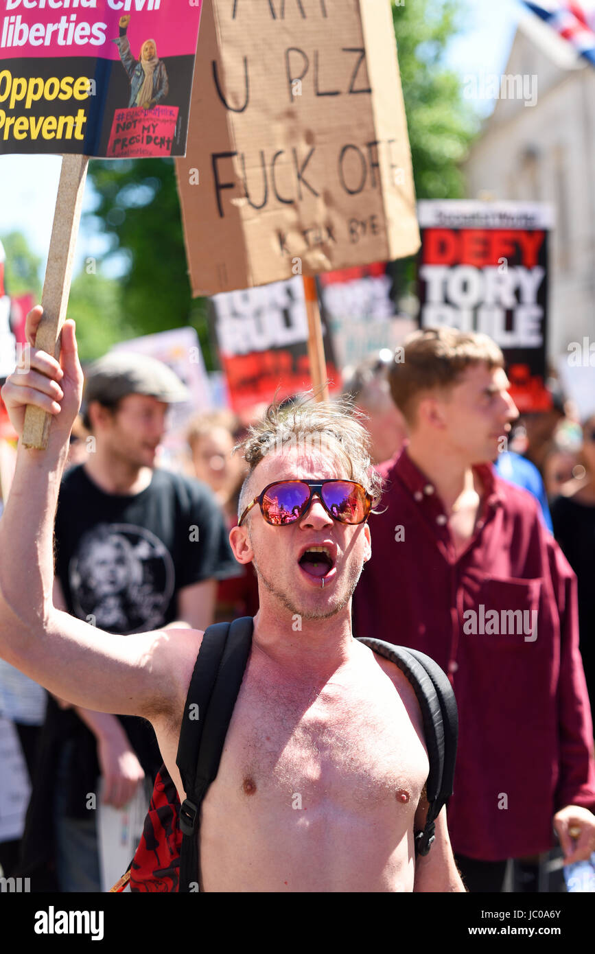 Protesters with placards on parliament street hi-res stock photography ...