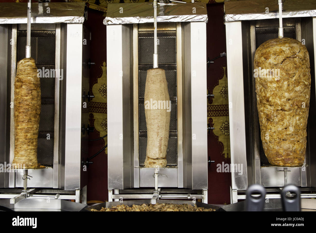 Meat kebab rolls in arabian restaurant, unhealthy food Stock Photo - Alamy