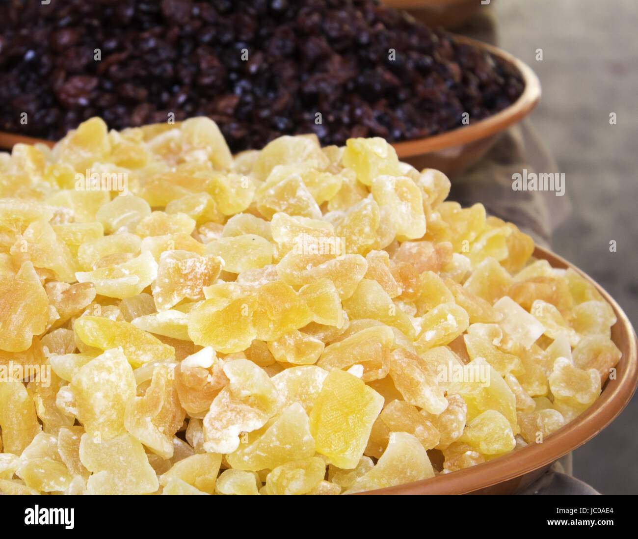 Sweet dry orange in food market, desserts and gummies Stock Photo - Alamy