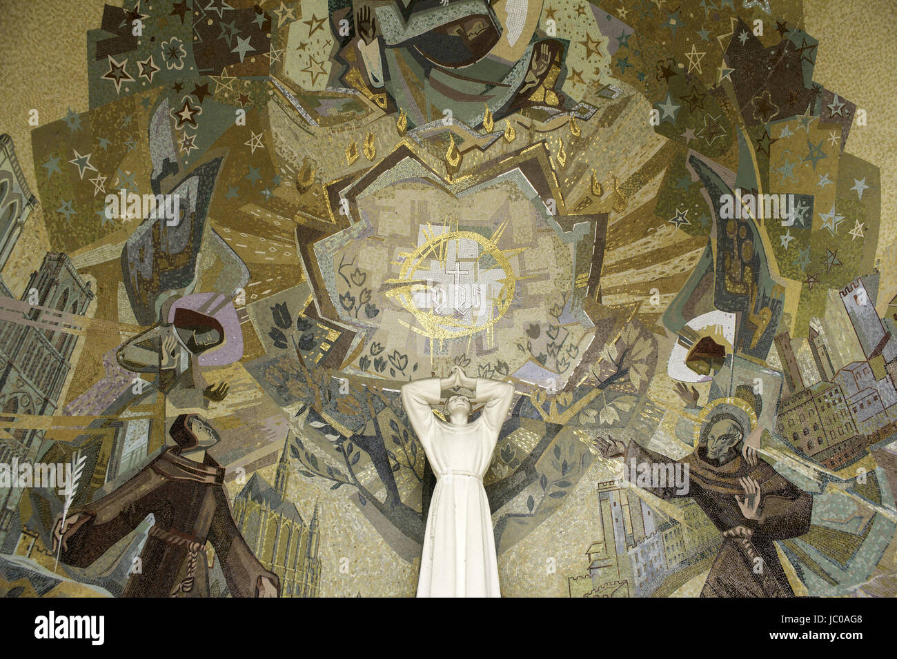 Chapel of the virgin of lourdes with handmade tiles, religion Stock ...