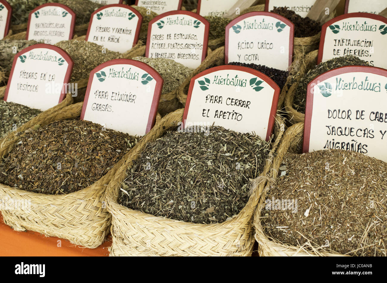 Market of medicinal herbs, natural herbalism, organic food Stock Photo ...
