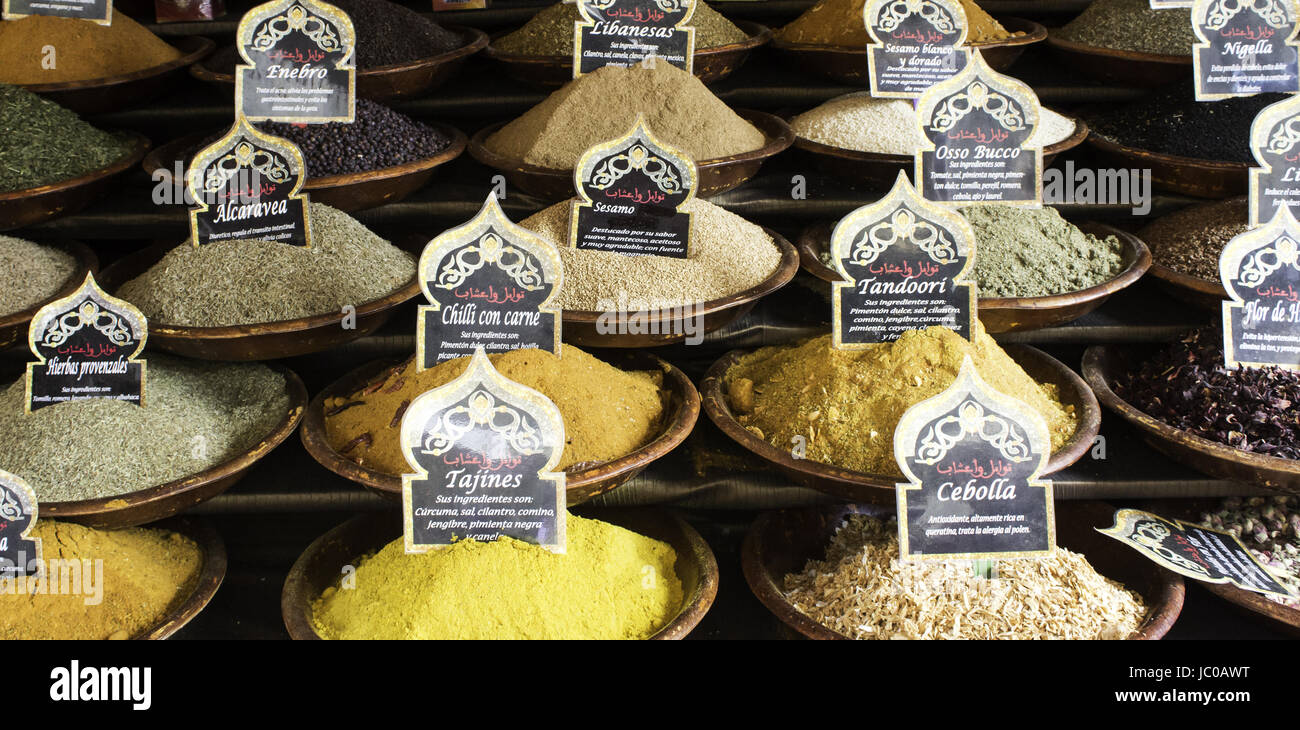 Market varied Arabian spices, organic and natural food Stock Photo - Alamy