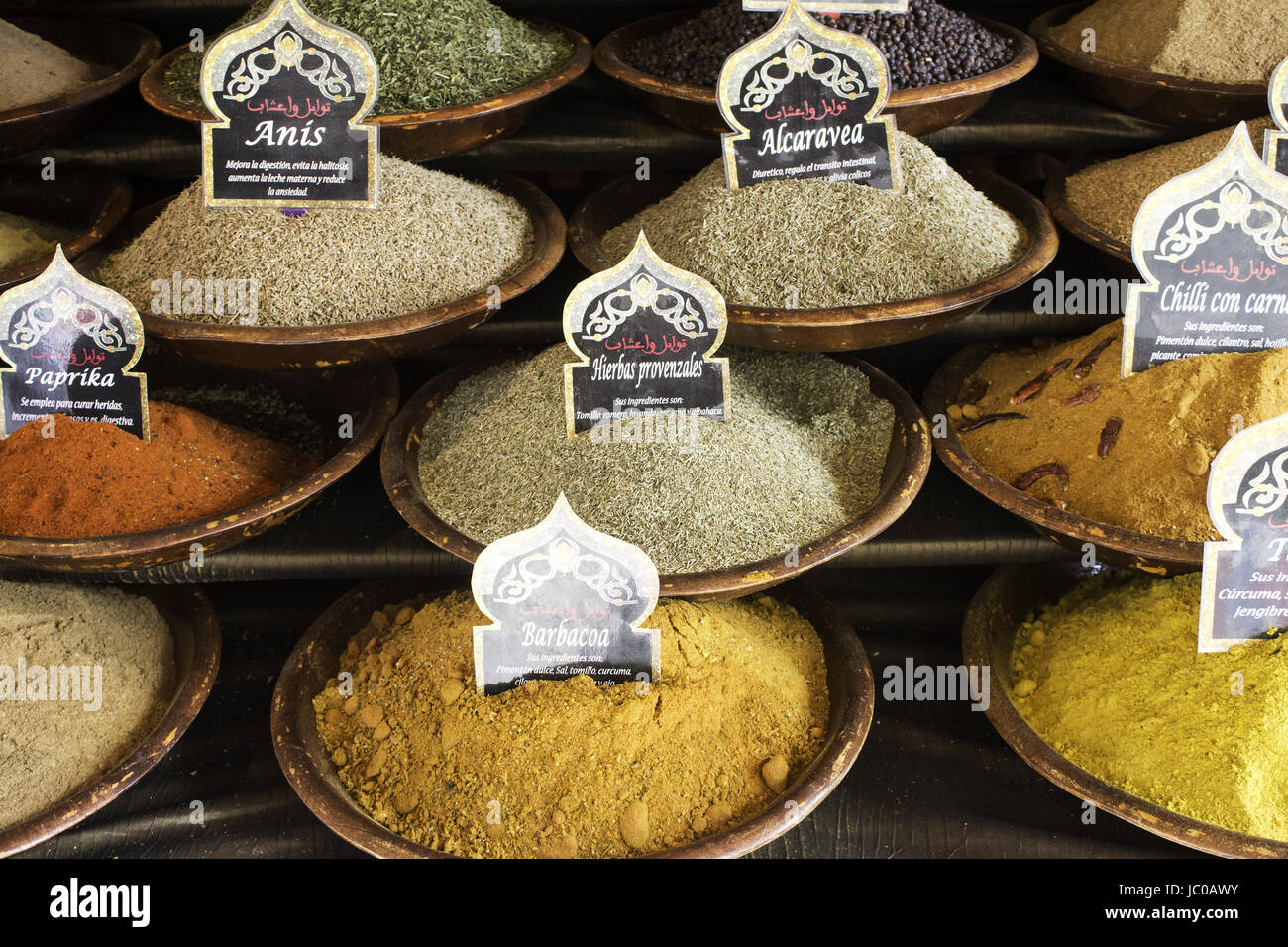 Market varied Arabian spices, organic and natural food Stock Photo - Alamy