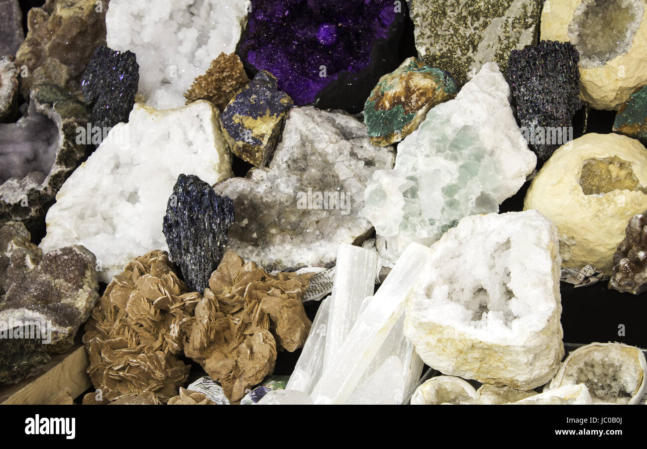 Shiny mineral stones and gems, detail polished geology Stock Photo - Alamy