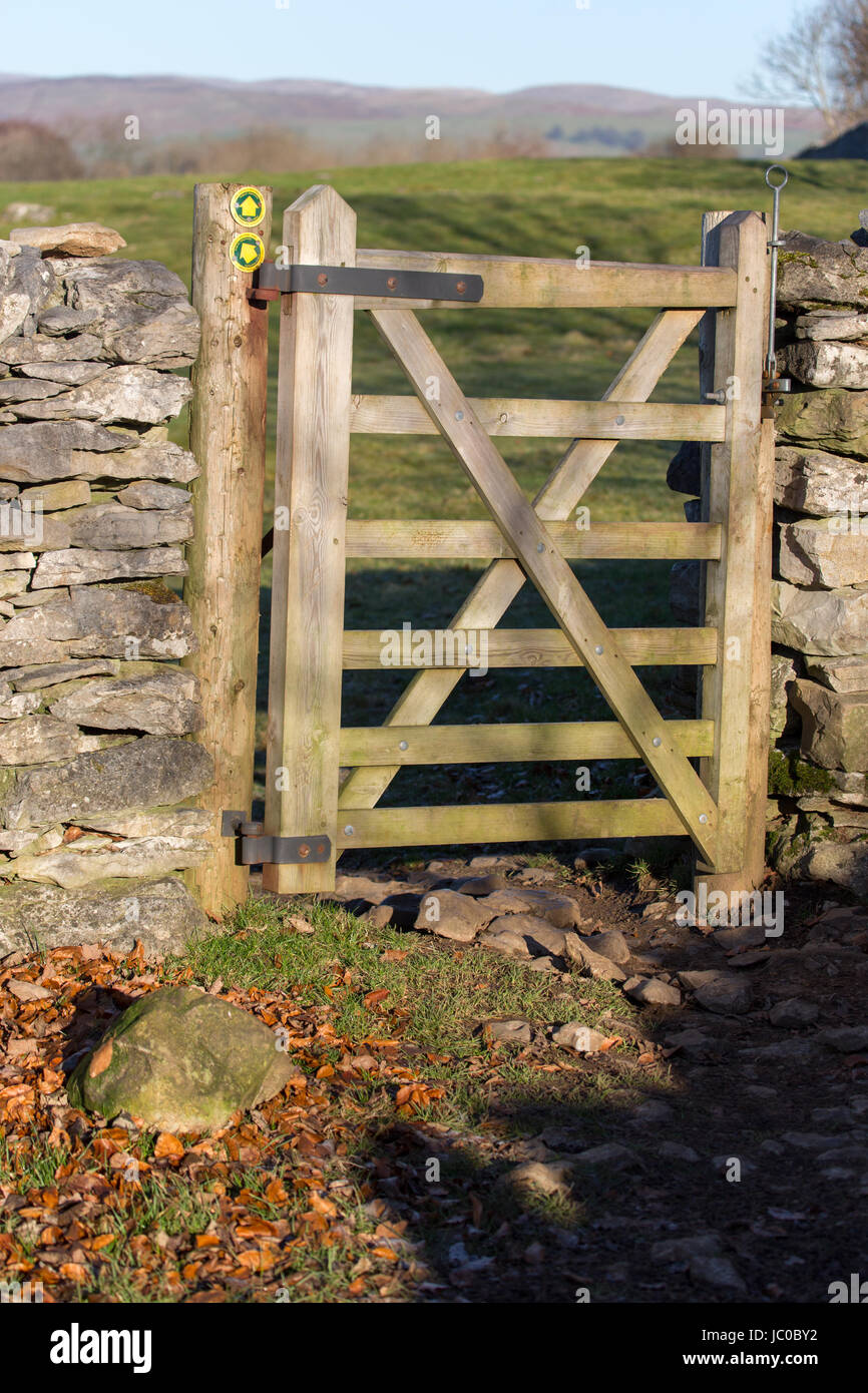 A wooden gate on a path on National Trust Land Stock Photo - Alamy