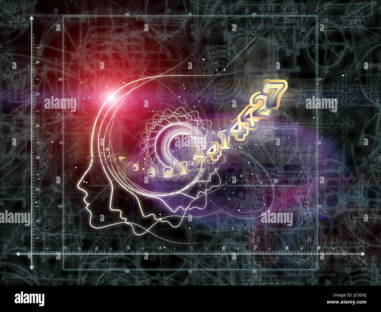 Strange Geometry series. Arrangement of human head profile, math and ...