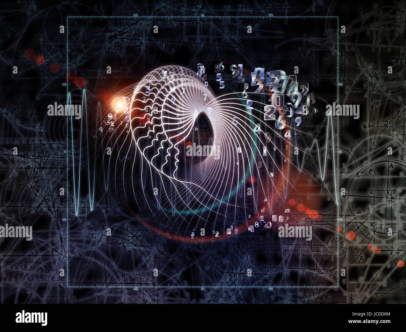 Strange Geometry series. Abstract design made of line drawing, math and ...
