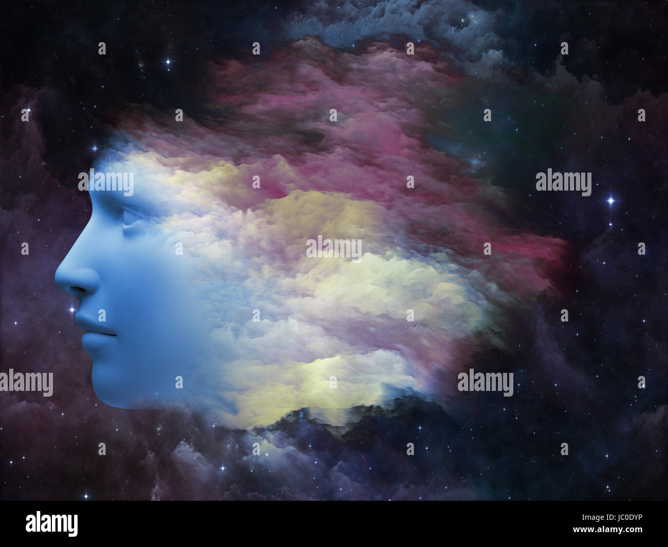 Universal Mind series. Artistic background made of human head and ...