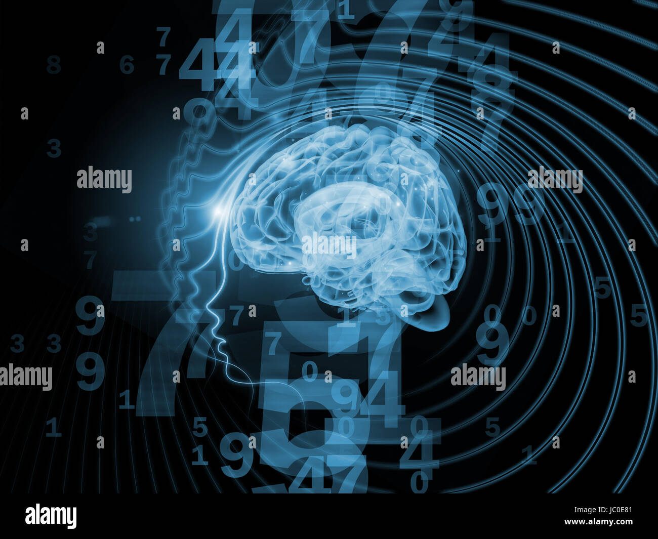 Human Mind series. Design made of brain, human outlines and fractal ...