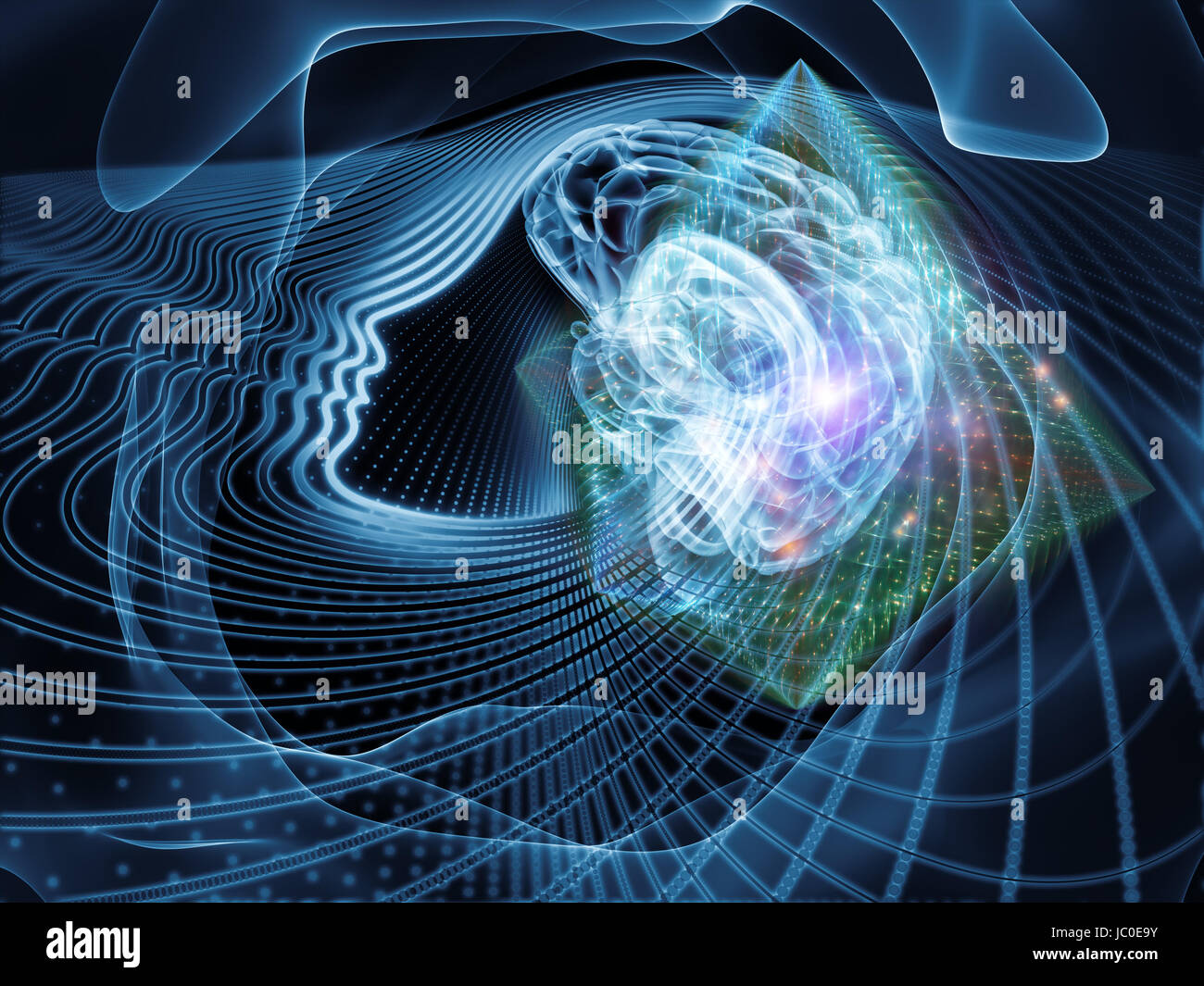 Human Mind series. Abstract design made of brain, human outlines and ...