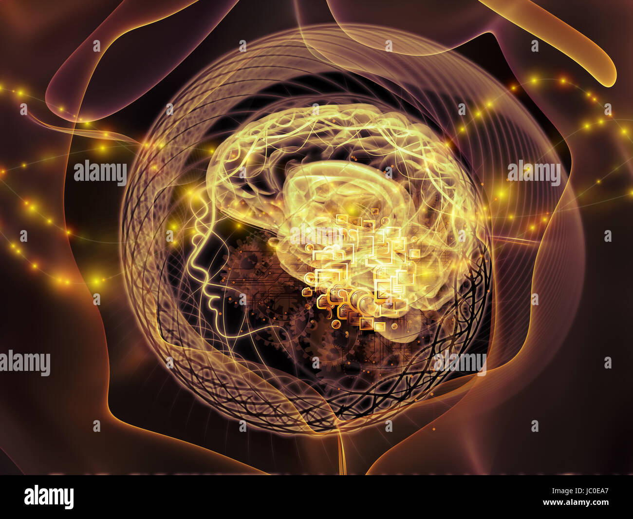 Human Mind series. Background design of brain, human outlines and ...