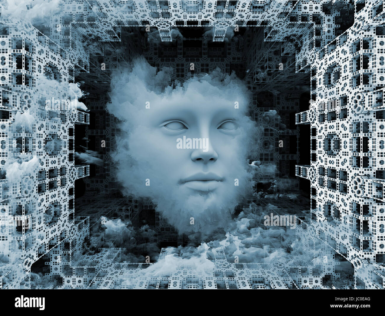 Anthropocentric series. Composition of human face and design elements ...