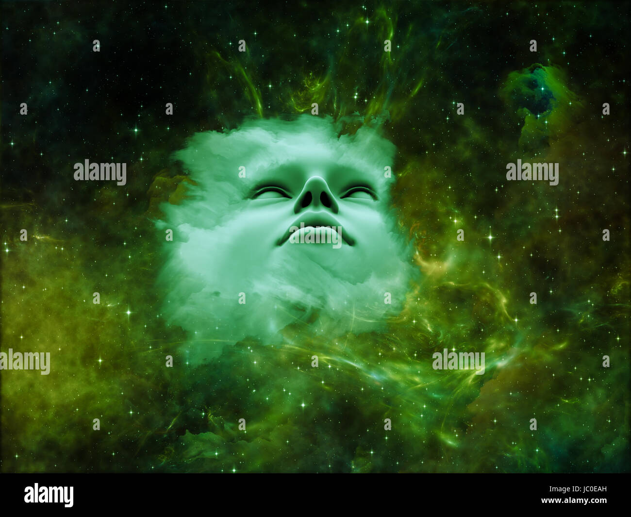 Anthropocentric series. Composition of human face and design elements ...