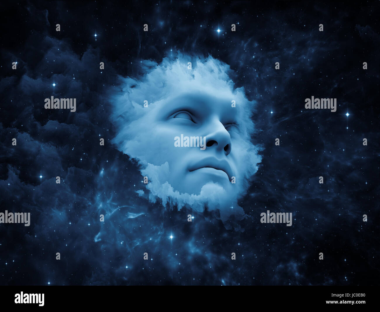 Anthropocentric series. Composition of human face and design elements ...