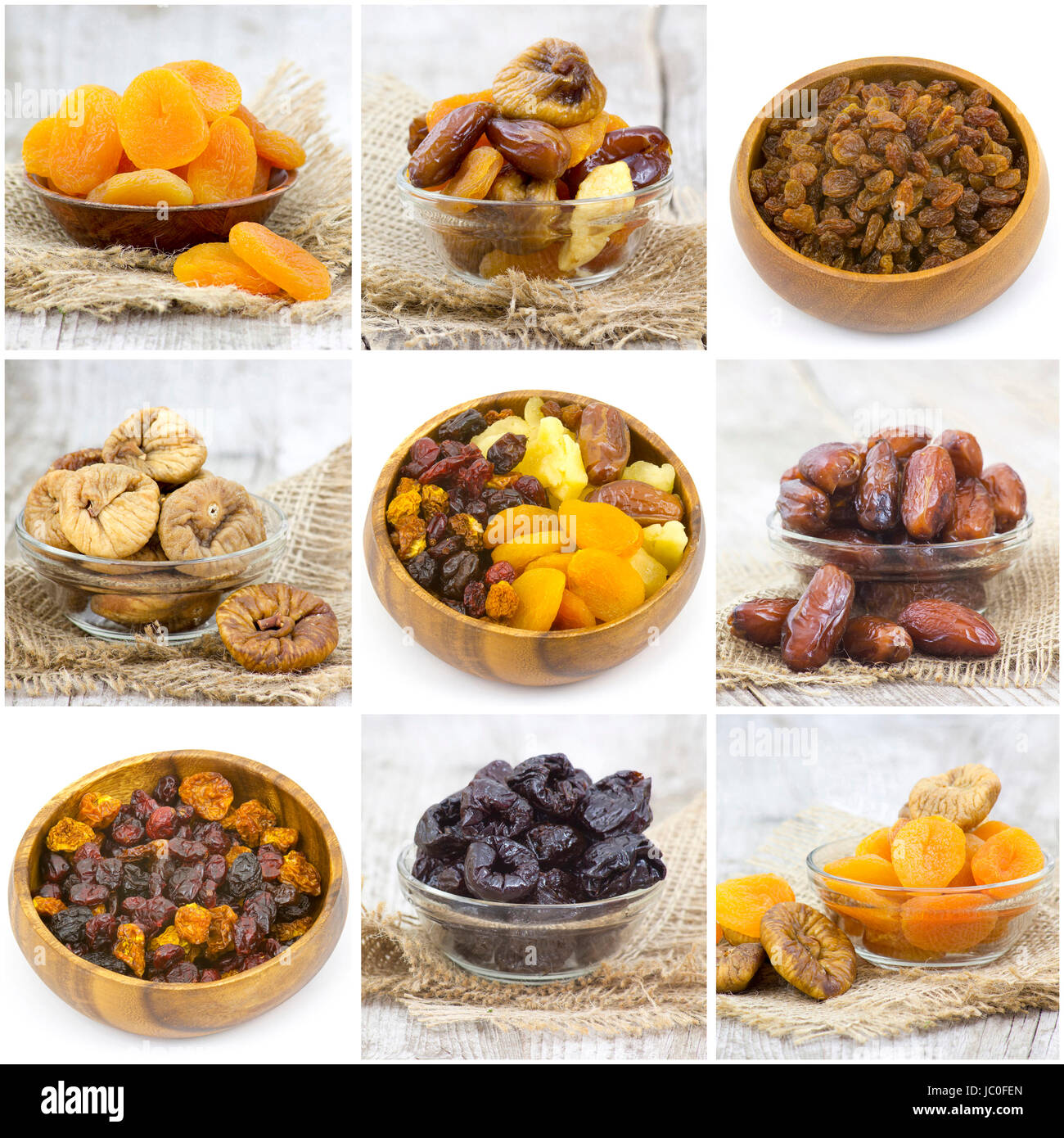 Dried fruit collection - collage Stock Photo - Alamy