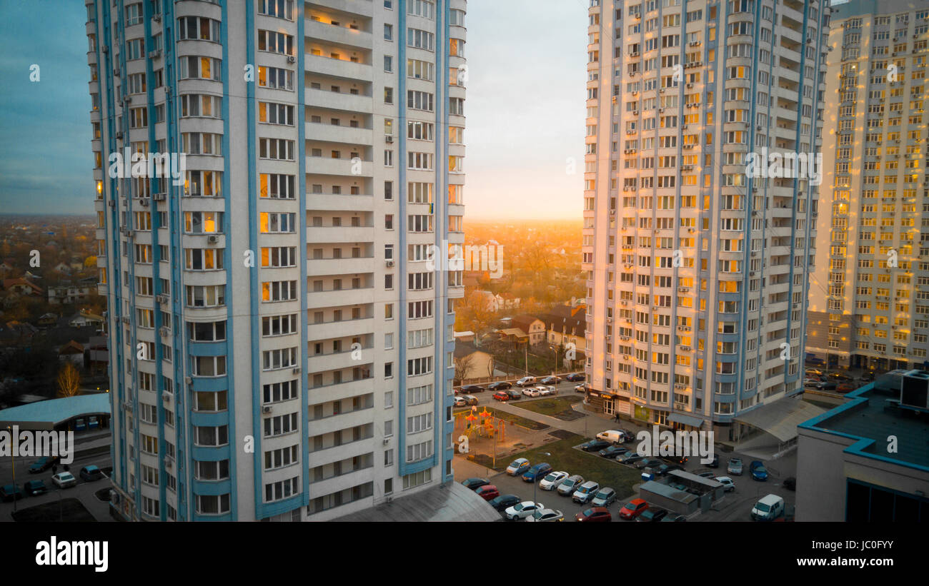 High rise building finance dusk and modern outdoor hi-res stock ...