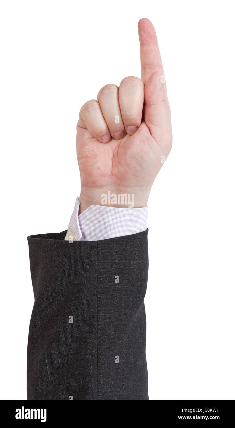 raised forefinger - hand gesture isolated on white background Stock ...