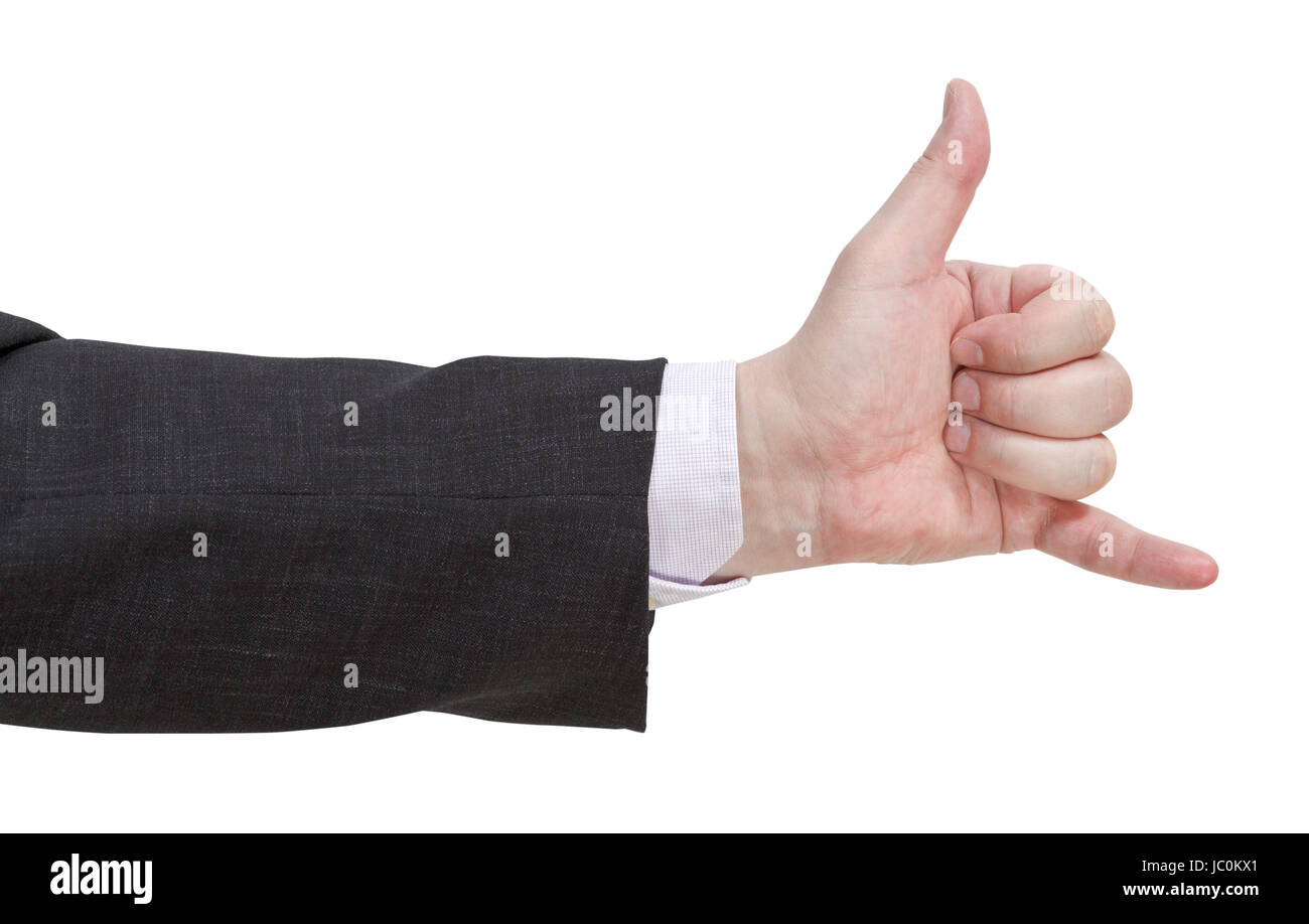 telephone call - hand gesture isolated on white background Stock Photo ...