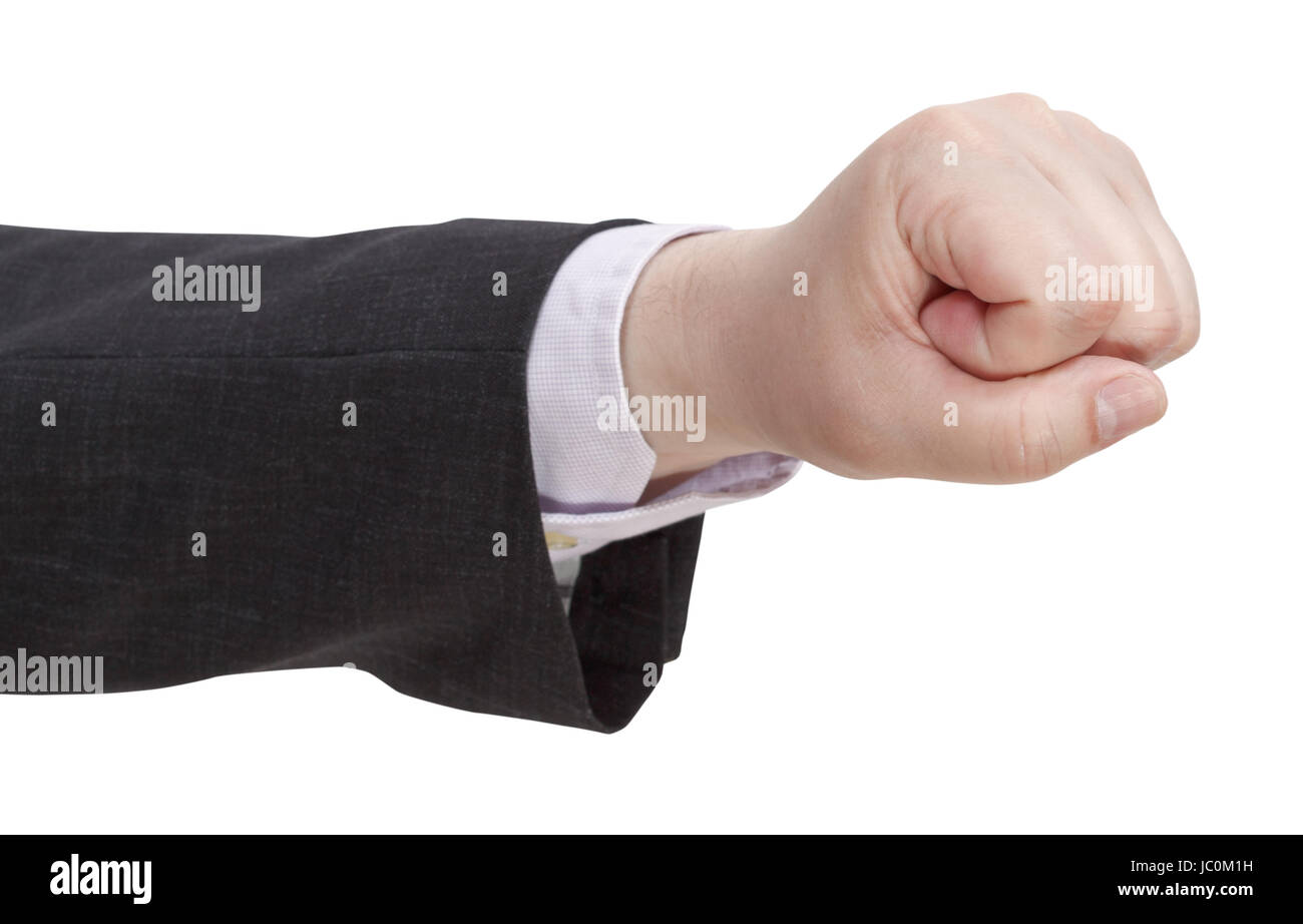 side view of fist - hand gesture isolated on white background Stock ...