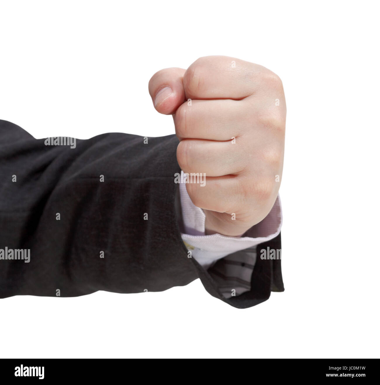 front view of clenched fist - hand gesture isolated on white background ...