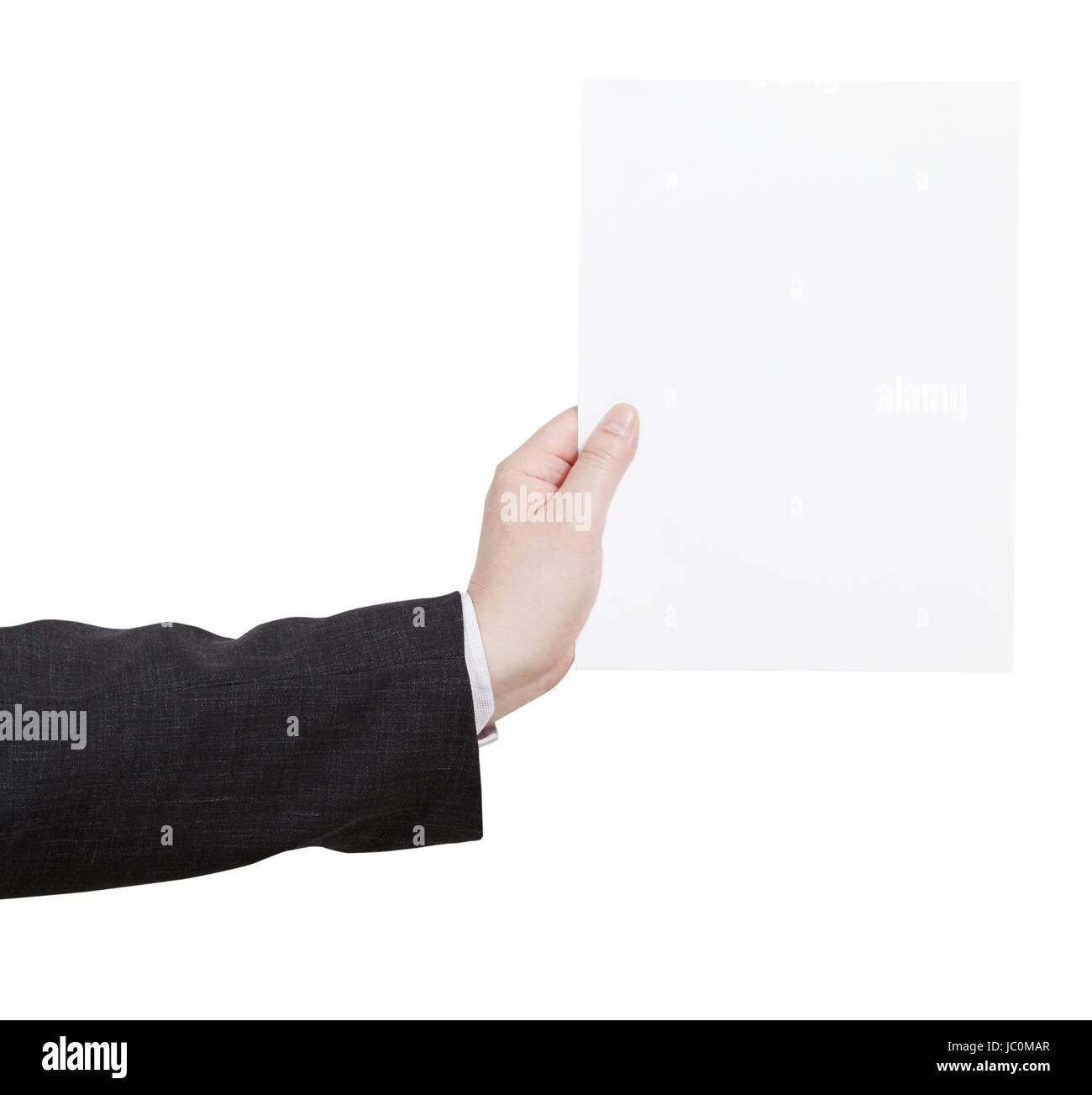 blank sheet of paper in teacher hand isolated on white background Stock ...