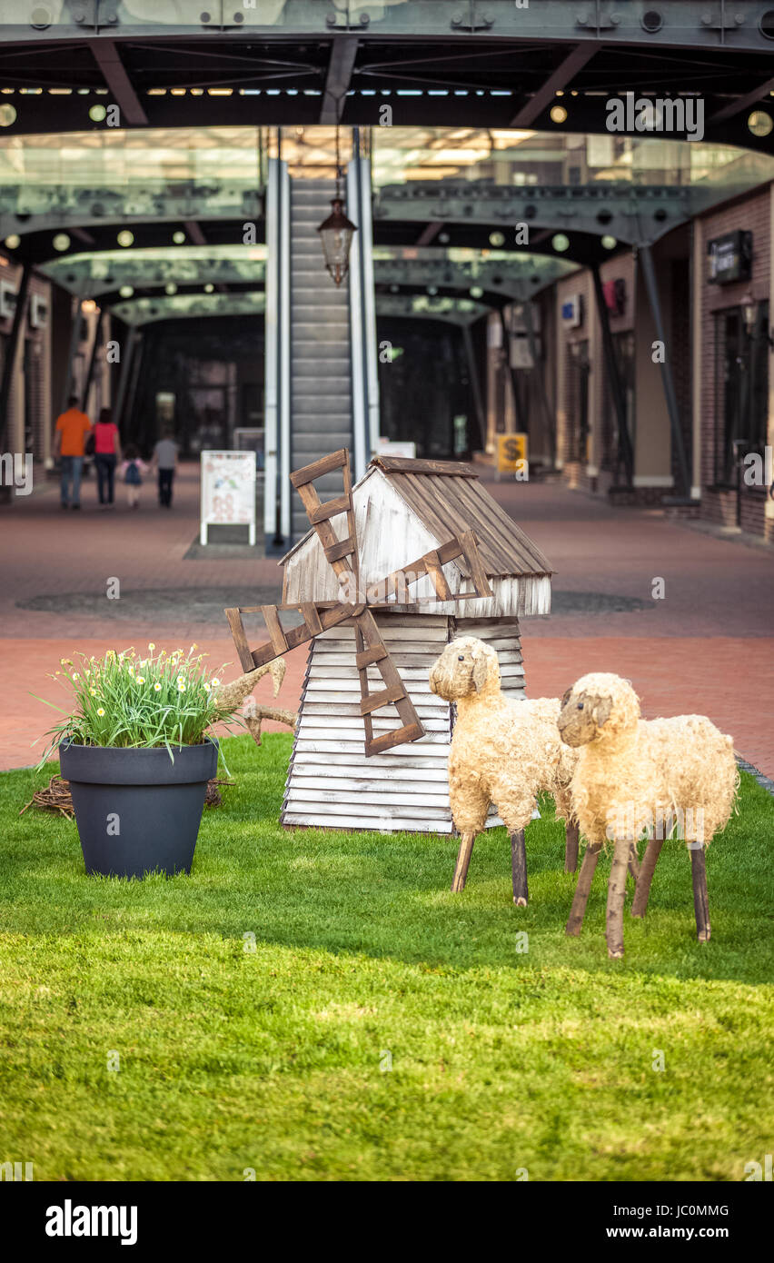 Shot of decorative sheep at big shopping mall Stock Photo - Alamy