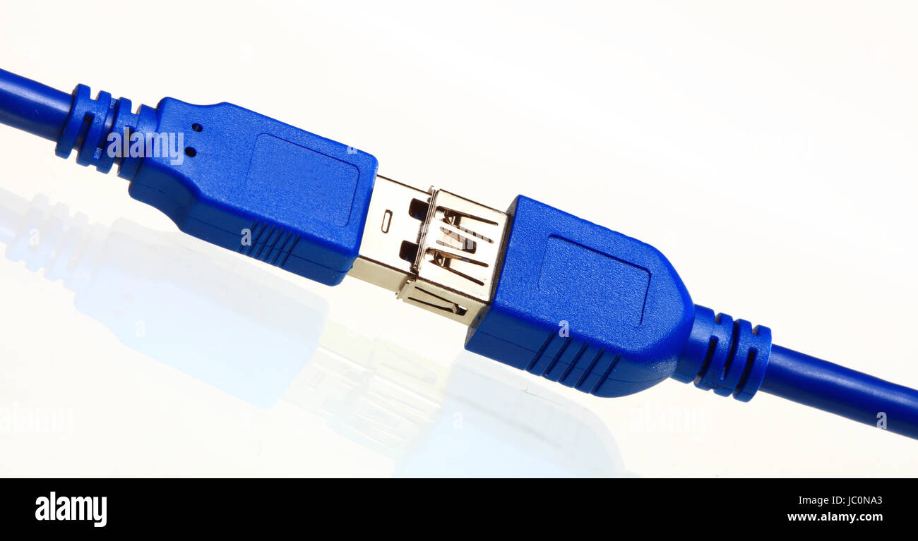 Blue USB cable isolated on white Stock Photo - Alamy