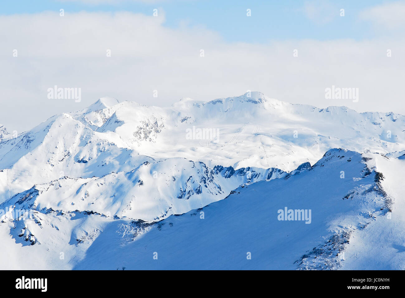 snow mountains in Paradiski skiing region, Les Coches - Montchavin ...