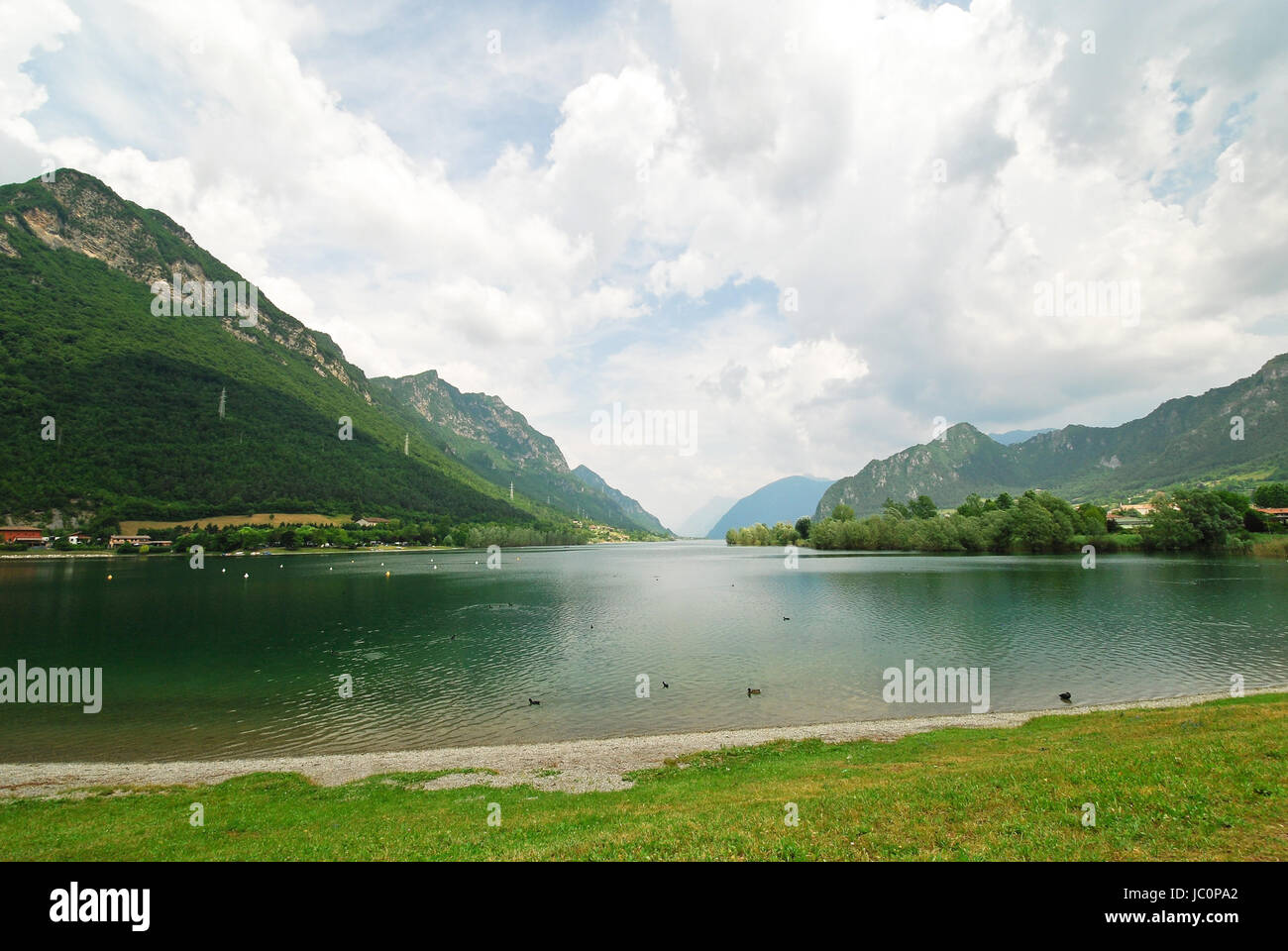 view of Lake lago d idro from Idro town, Lombardy, Italy Stock Photo ...