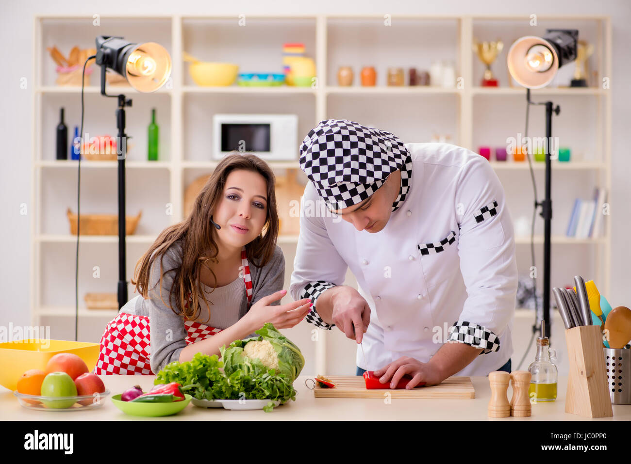 Food cooking tv show in the studio Stock Photo - Alamy