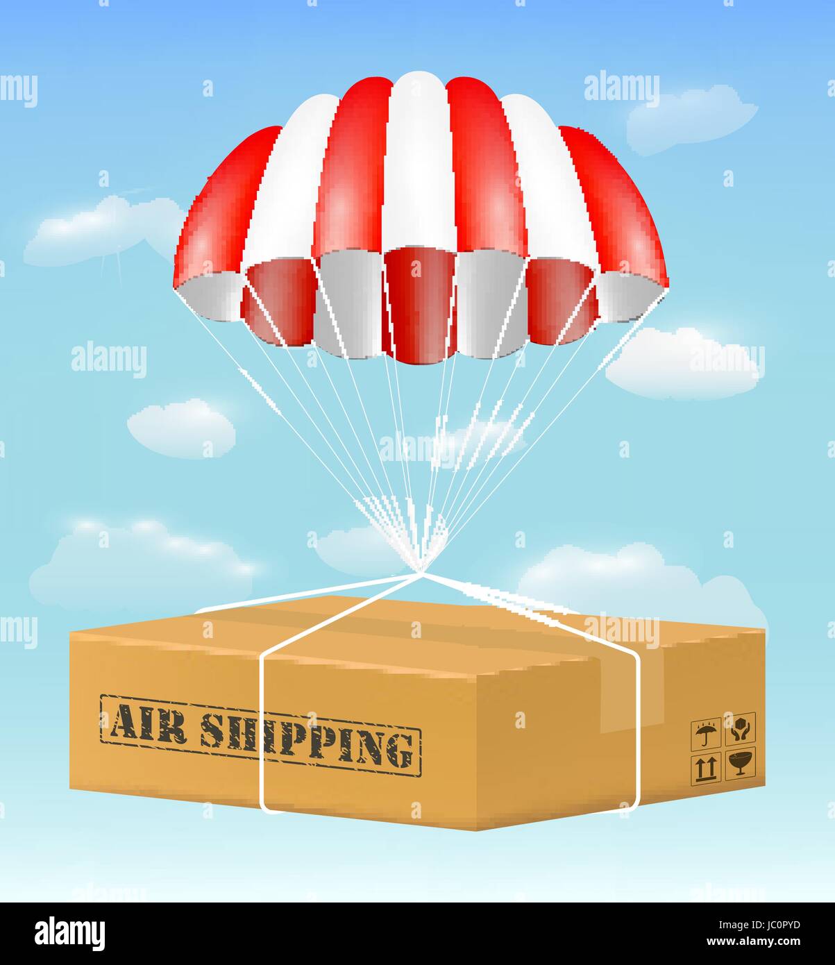 parachute with air shipping carton box with sky Stock Vector Image ...