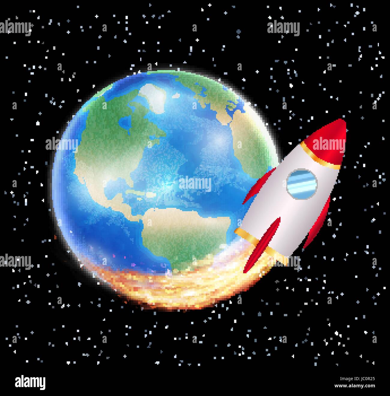 planet earth with launching space rocket vector Stock Vector Image ...