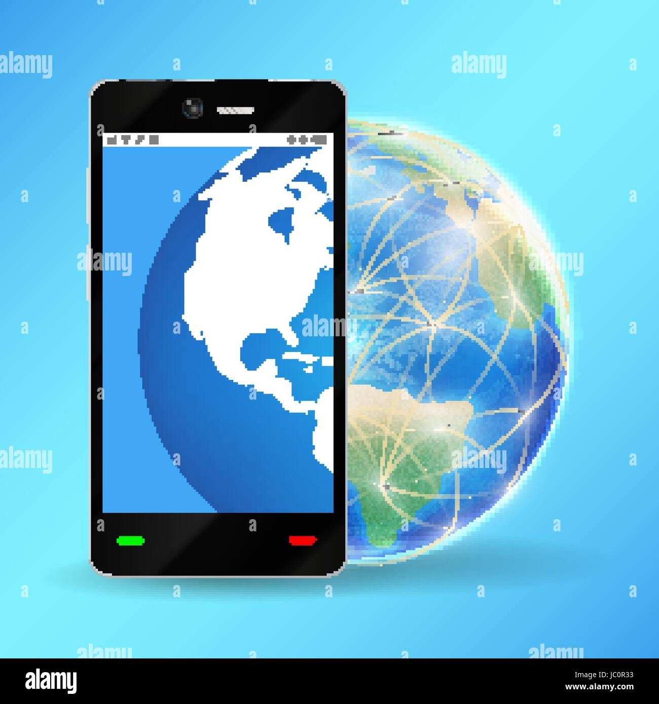 smartphone with planet earth world globe vector Stock Vector Image ...