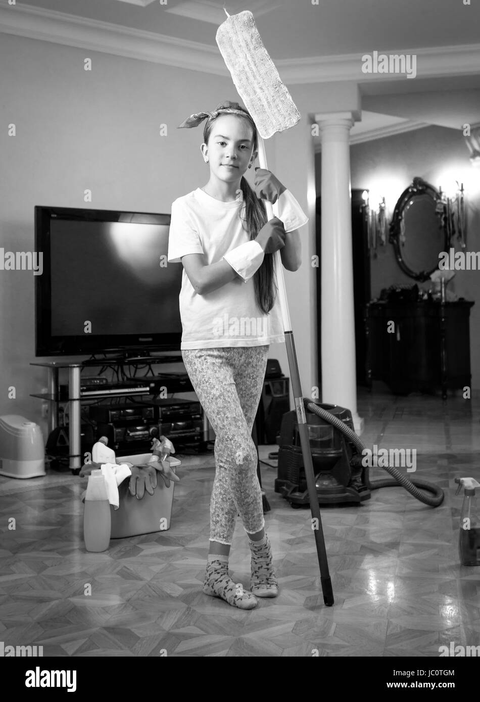 Wash mop Black and White Stock Photos & Images - Alamy