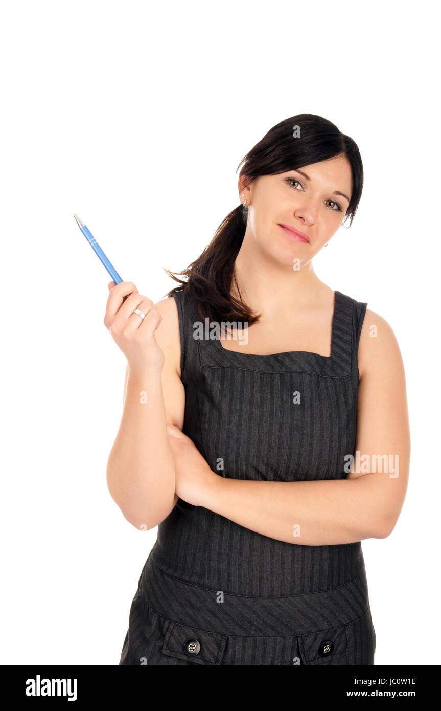 Business Woman with pen Stock Photo - Alamy